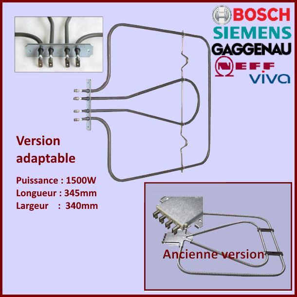 Résistance de Sole 1500W Bosch 00215682 - 00215567 - Pièces four